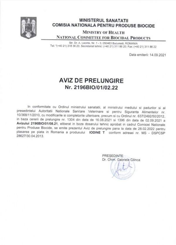 Dezinfectant si antiseptic Biocid pentru igiena umana 1L, Iodine T ...